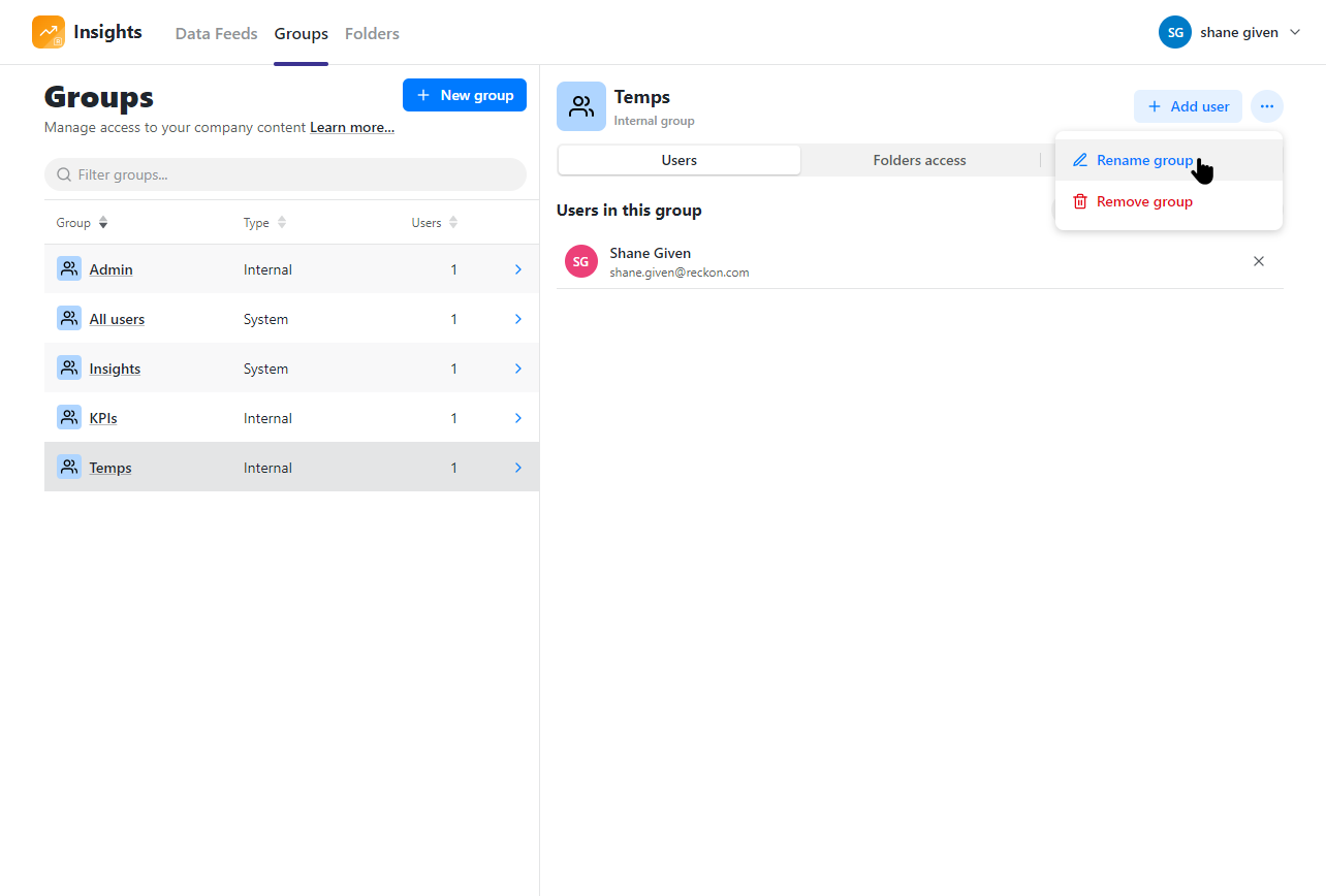 Renaming a Group - Reckon Help and Support Centre